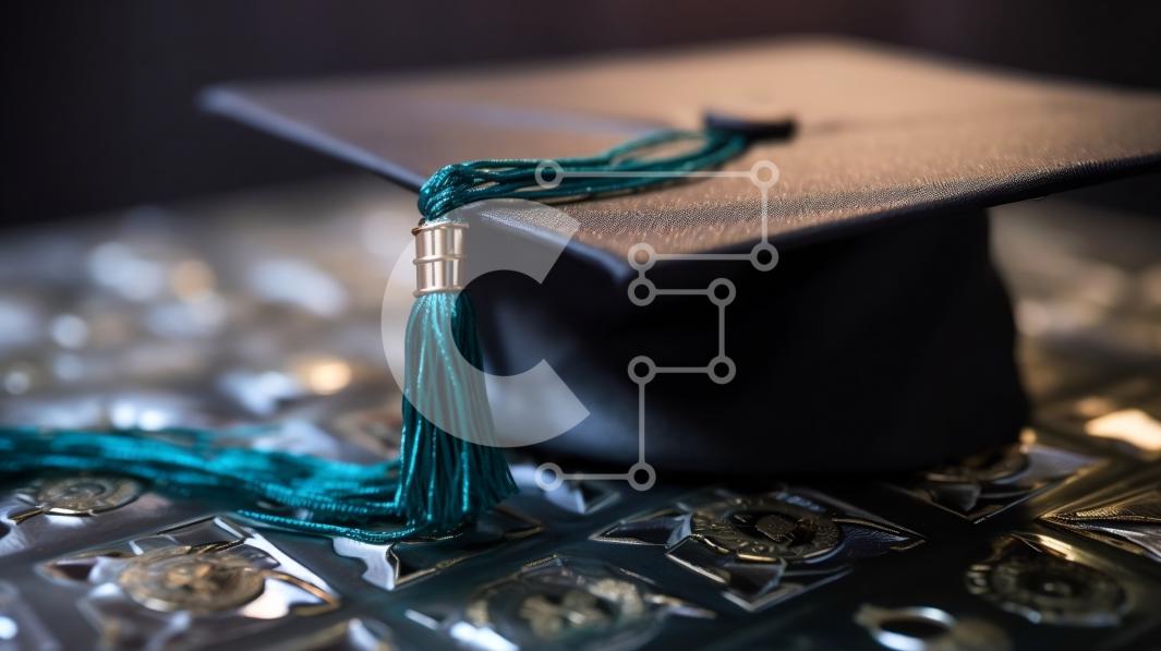 Graduation Cap with Green Tassel on Table - Education Stock Photo stock ...
