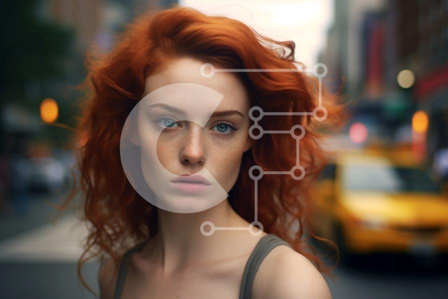 Stylish Young Woman Looking off into the Distance on City Street stock ...