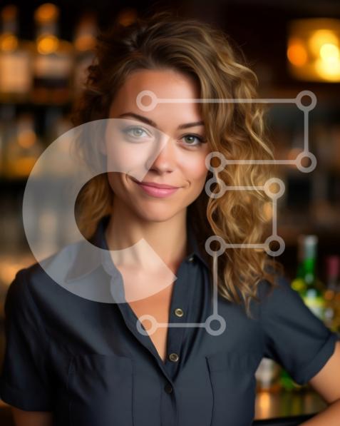 Professional and Welcoming: A Beautiful Young Woman Behind the Bar ...