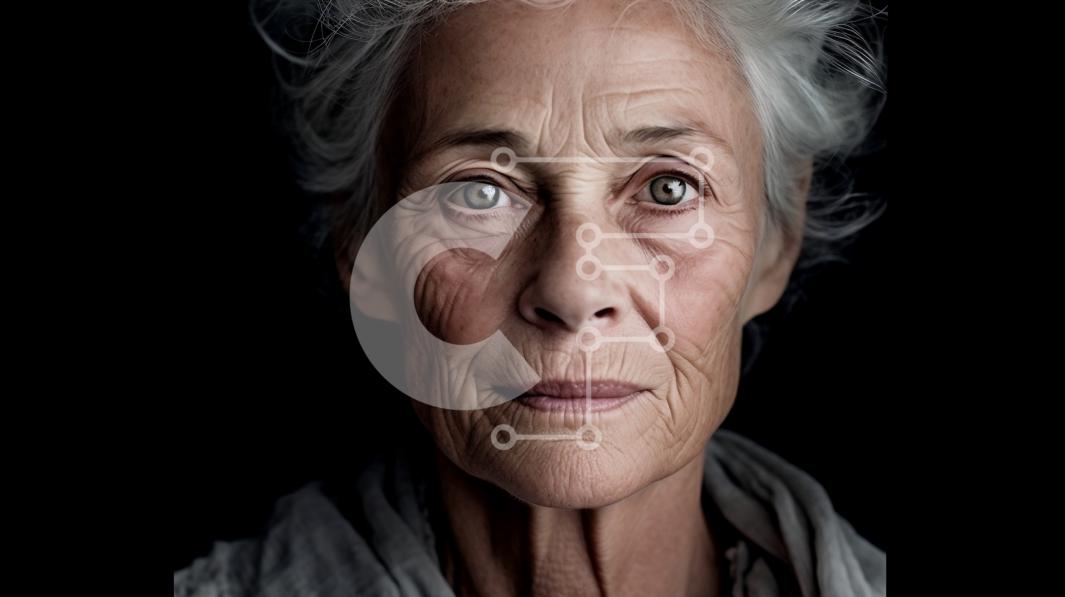 Portrait of an Elderly Woman with Gray Hair and Serious Expression ...