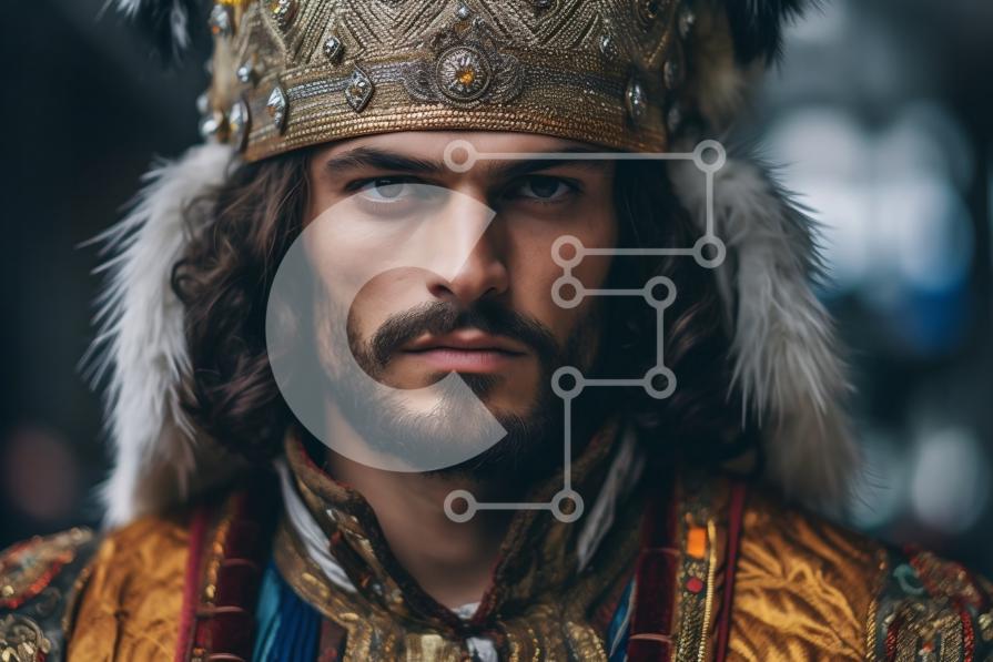 Man in a Crown and Ornate Clothing - Stock Photo stock photo | Creative ...