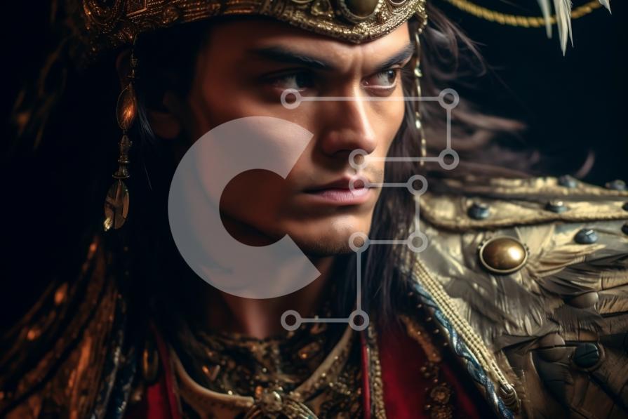 Serious Man Wearing Golden Crown and Red Cape stock photo | Creative ...