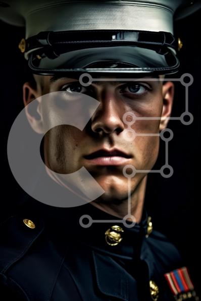Portrait of a Marine in Uniform with a Serious Expression stock photo ...