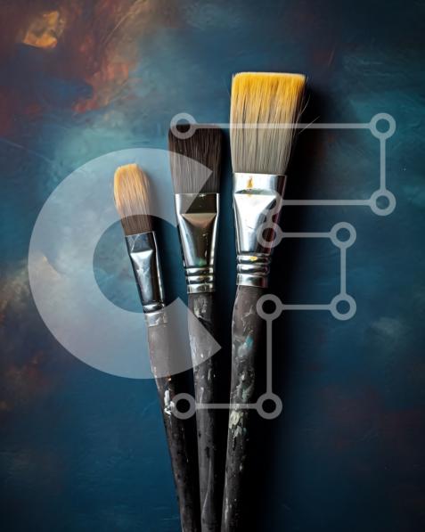 Simple and Rustic Paintbrushes on Dark Blue Background stock photo ...