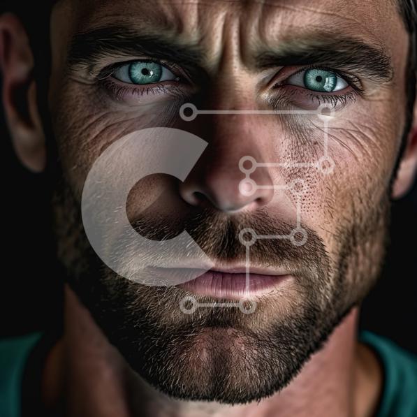 Close-up Portrait of a Handsome Man with Blue Eyes and Green Shirt ...
