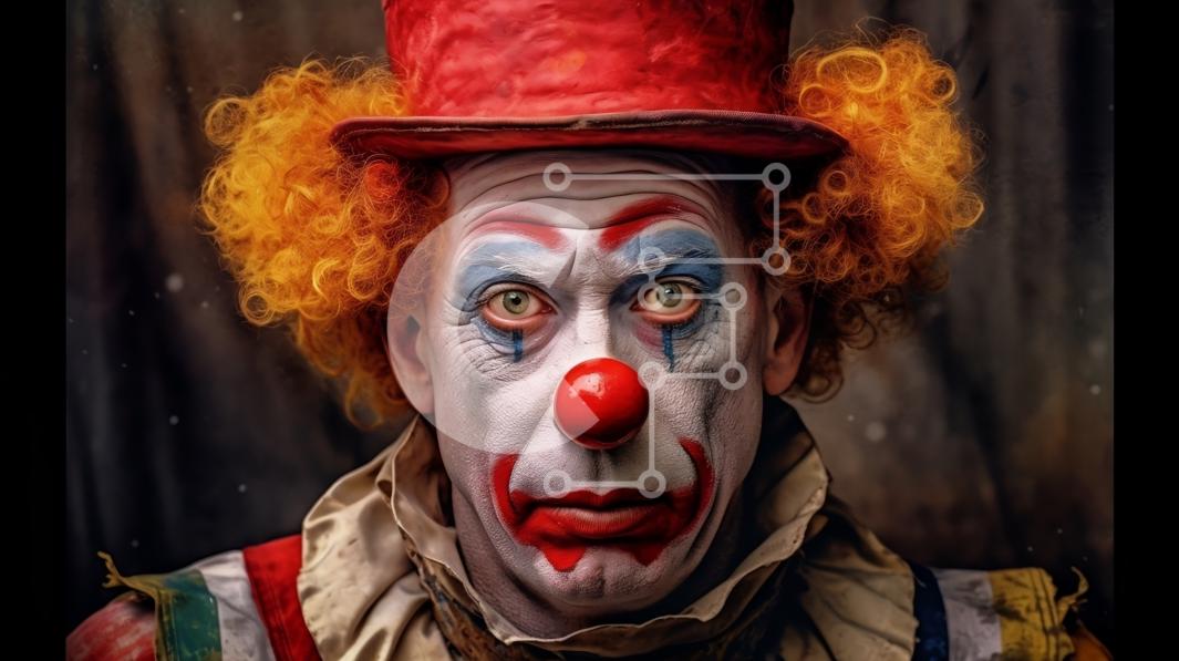 Funny and Colorful Clown with a Balloon stock photo | Creative Fabrica