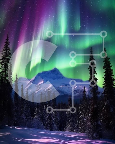 Stunning Image of Aurora Borealis over Snowy Mountains stock photo ...