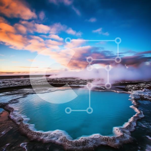 Stunning Picture of Blue Hot Spring in Rocky Landscape stock photo ...