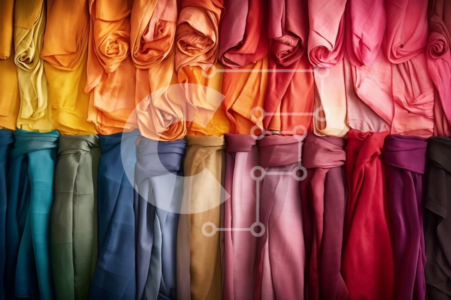 Vibrant and Colorful Silk Scarves Displayed on a Rack stock photo ...