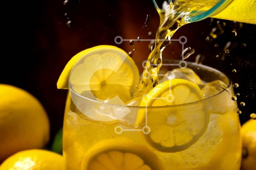 Refreshing Glass of Lemonade with Fresh Lemon Slices stock photo | Creative Fabrica