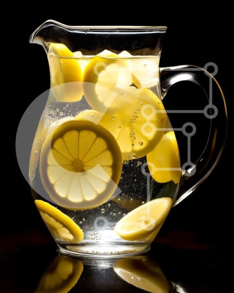 Refreshing Pitcher of Lemon Water on Black Surface stock photo ...