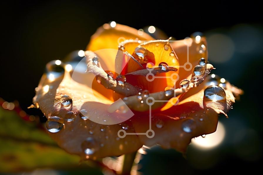 Beautiful Picture of a Yellow Rose with Water Droplets stock photo ...