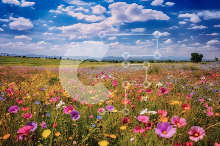 Beautiful Picture of a Field of Wildflowers on a Sunny Day stock photo ...