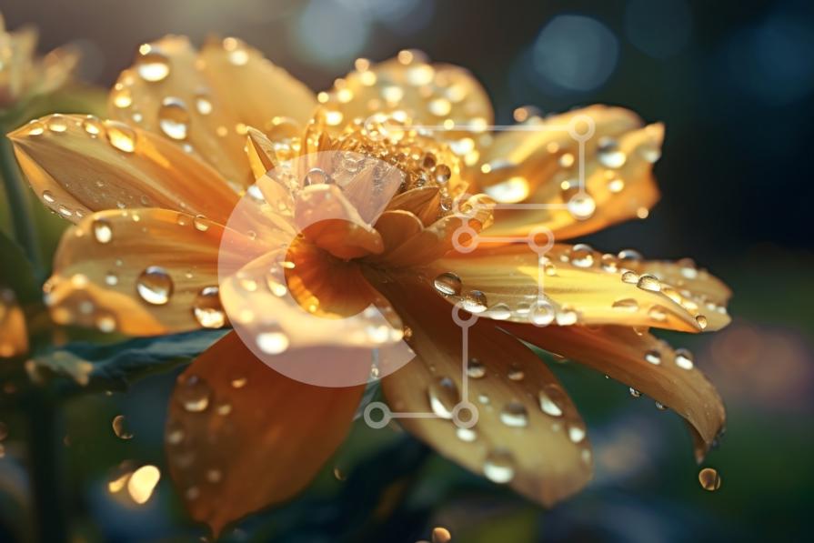 Beautiful Picture of a Yellow Flower with Water Droplets in the Morning ...