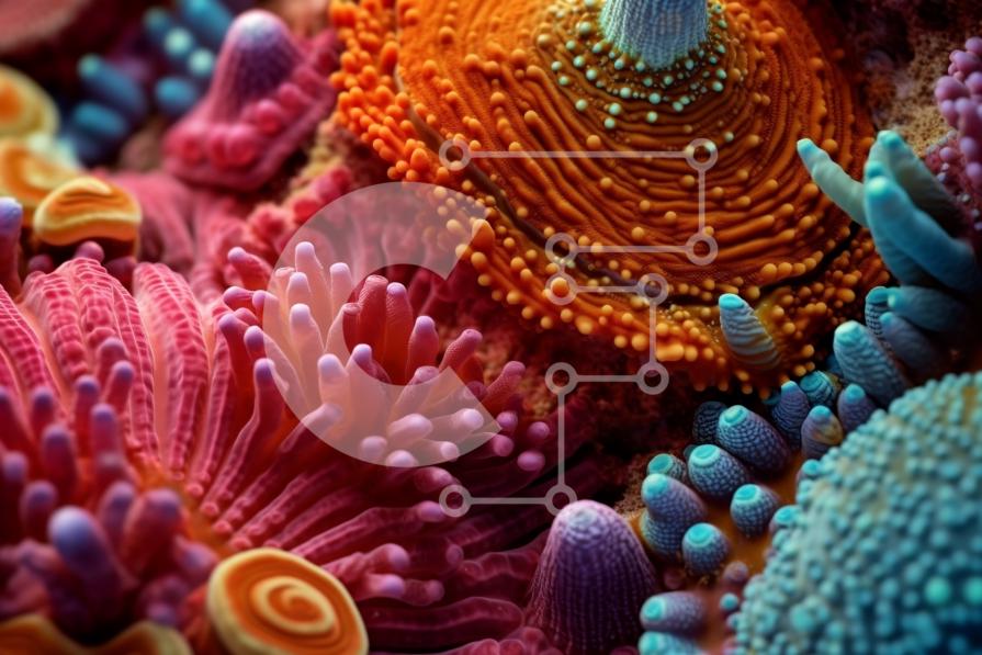 Vibrant Image of Intricate Coral Reef with Brain Coral, Star Coral, and ...
