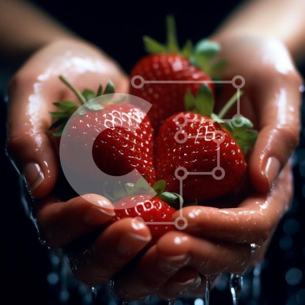 Close-Up of Ripe Strawberries with Juice Dripping Down Hands stock ...