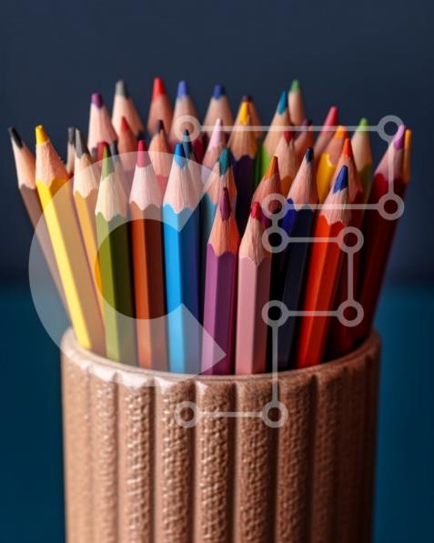 Colorful Pencil Holder with Different Colored Pencils Photo stock photo ...