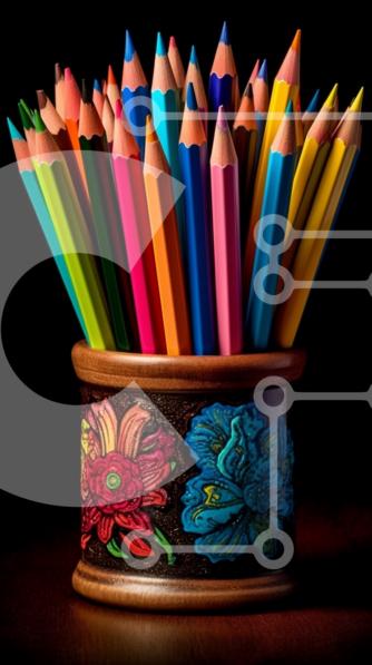 Colorful Pencil Holder with Multiple Colored Pencils stock photo ...
