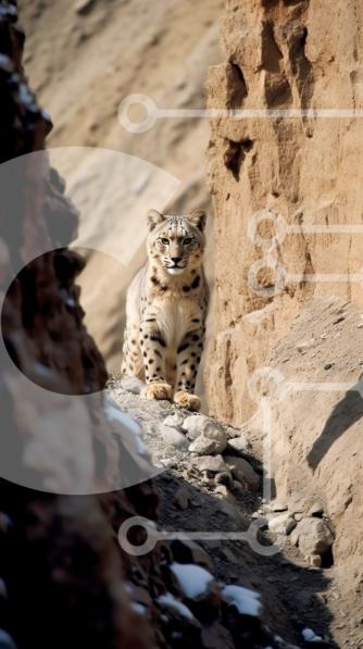 Stunning Photo of a Snow Leopard on a Rocky Cliff stock photo ...