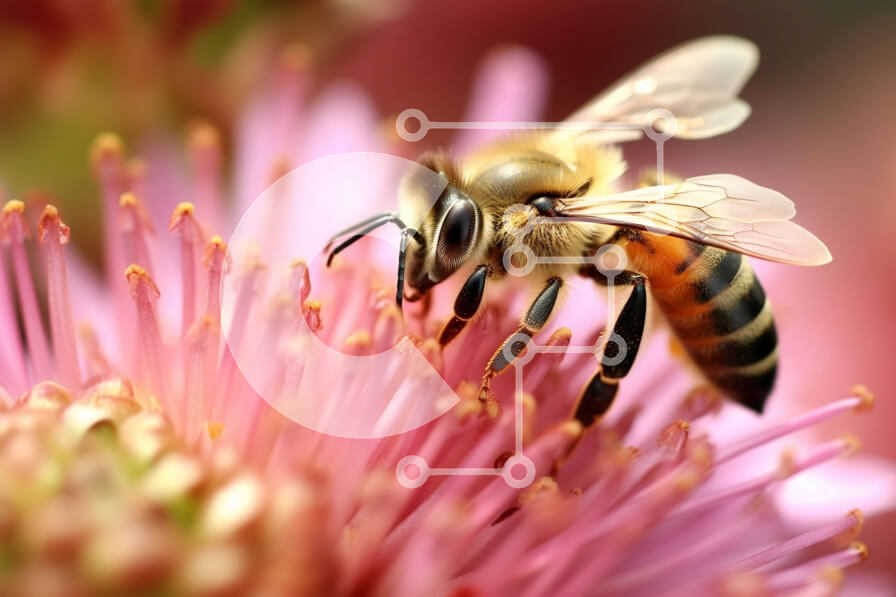 Hermosa Imagen de una Abeja Posada en una Flor Rosa fotos de archivo ...