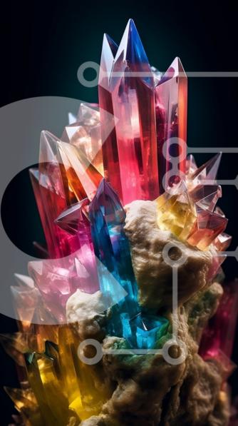 Vibrant Multicolored Crystals on a Dark Background stock photo ...
