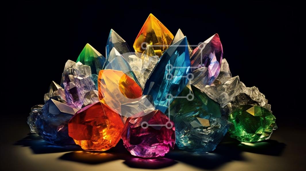 Stunning Image of Multicolored Crystals on a Black Surface stock photo ...