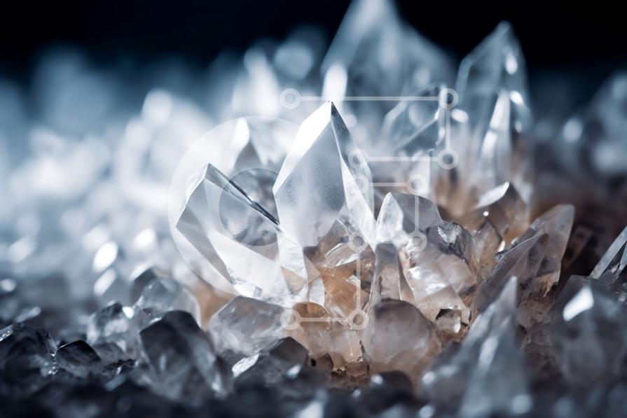 Beautiful Close-Up Image of Clear Quartz Crystals on Black Background ...