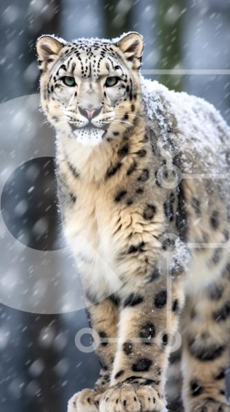 Beautiful Picture of a Snow Leopard Standing on a Rock stock photo ...