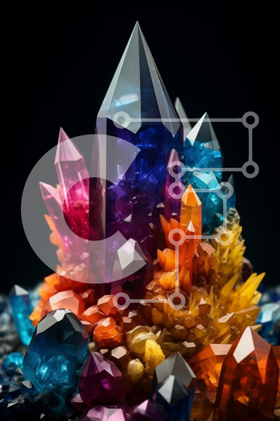 Beautiful Image of Multicolored Crystals Glowing on a Dark Background ...