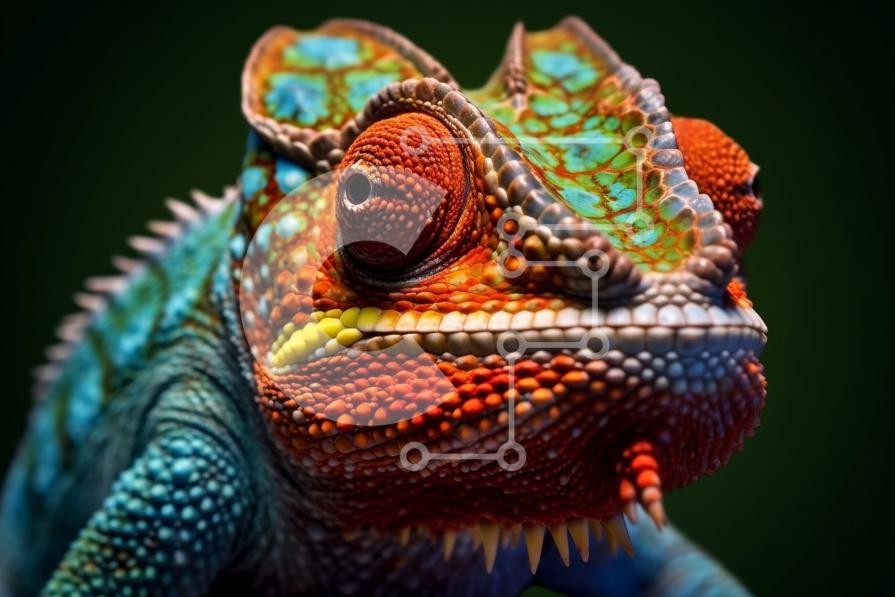 Vibrant Chameleon with Unique Color Patterns stock photo | Creative Fabrica
