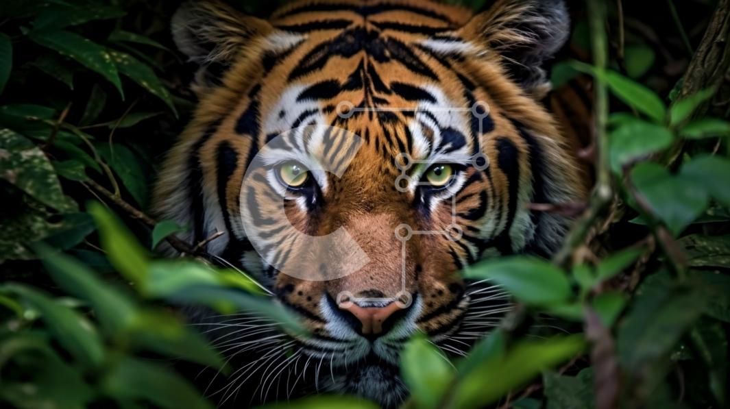 Tiger Hiding in the Jungle - Stock Photo stock photo | Creative Fabrica