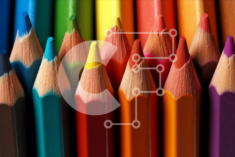 Vibrant Picture of Colorful Pencils in a Row stock photo | Creative Fabrica