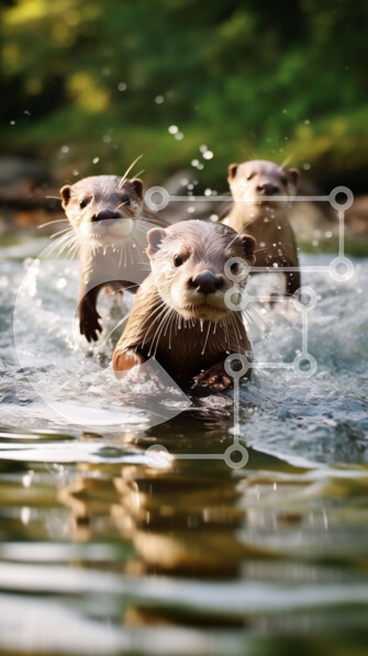 Download Cute Picture of Baby Otters Playing in the Water Stockphotos ...