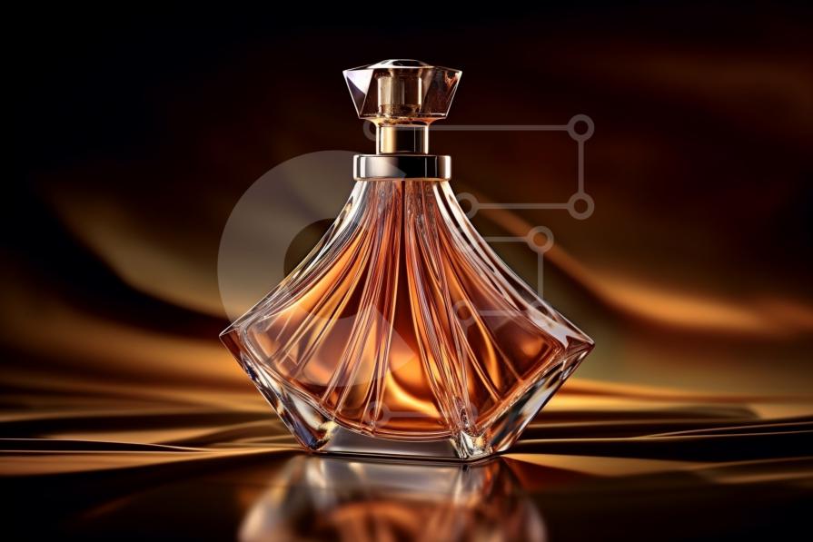 Elegant Picture of a Perfume Bottle on a Shiny Surface stock photo ...