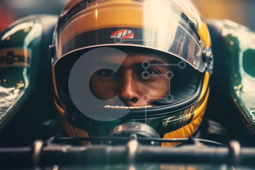 Close-up Image of a Formula One Driver in a High-performance Racing Car ...