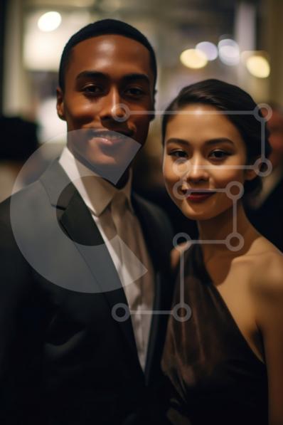 Formal portrait of a young couple in suits stock photo | Creative Fabrica