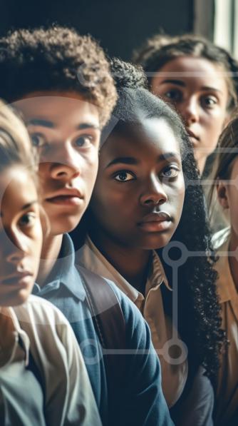 Group of Diverse Students in a Classroom stock photo | Creative Fabrica