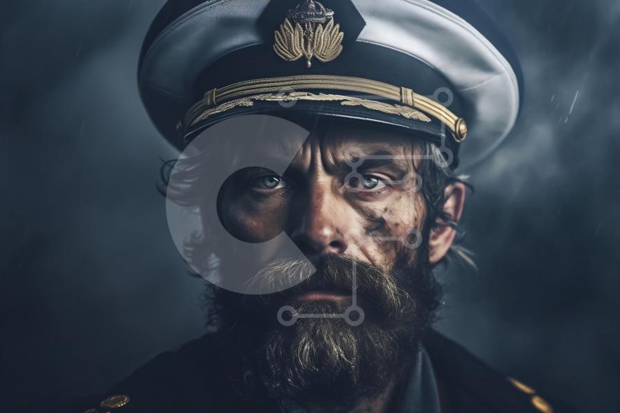 Portrait of a Navy Captain in Uniform with Beard and Mustache stock ...