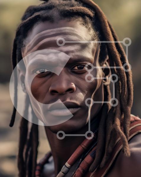 Portrait of a Man with Dreadlocks and Tribal Tattoo on Face stock photo ...