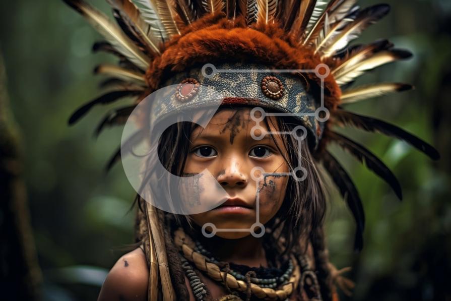 Young Indigenous Boy in Traditional Clothing and Headdress stock photo ...