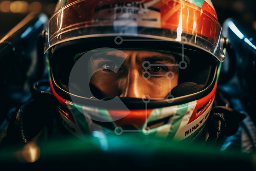 Man Driving a Car with Racing Helmet On stock photo | Creative Fabrica