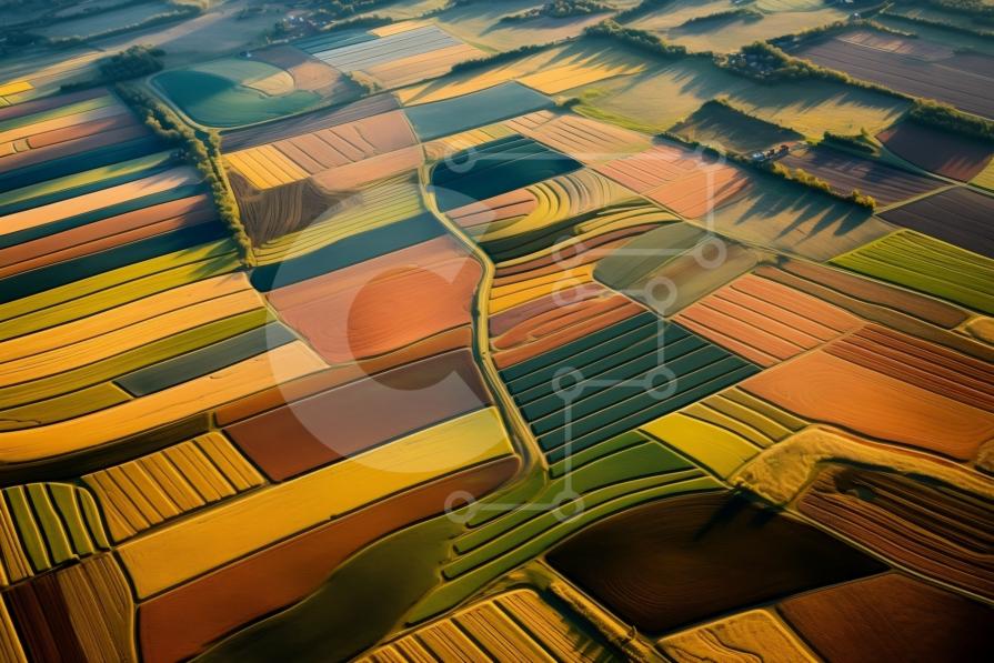 Stunning Aerial Photo of a Rural Landscape with Colorful Fields stock ...