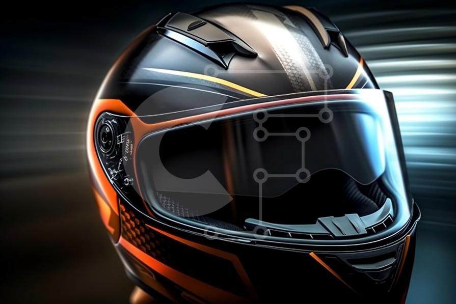 High-quality Image of Orange and Black Motorcycle Helmet with Clear ...