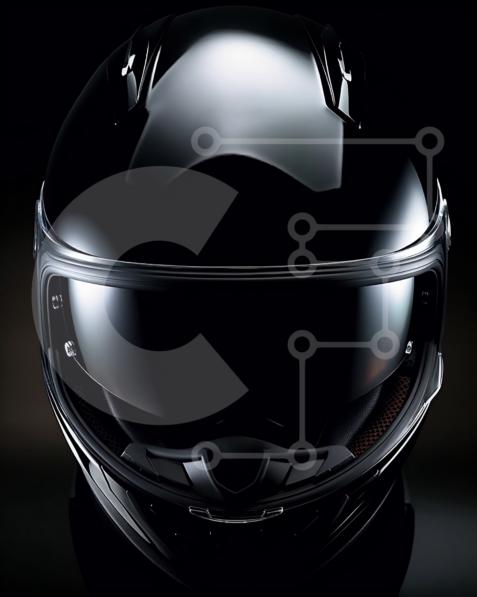 Black Motorcycle Helmet with Clear Visor and Silver Accents stock photo ...
