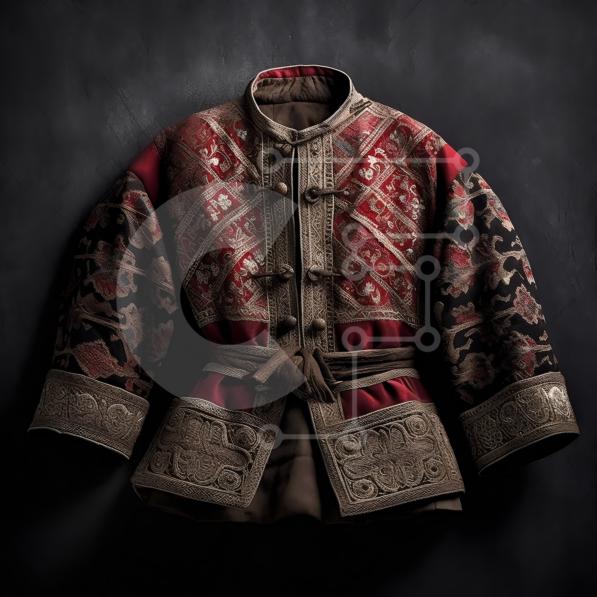 Stunning Red and Gold Embroidered Jacket with Intricate Floral and ...