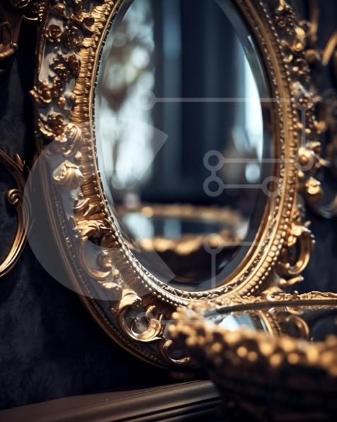 Elegant Room with a Distorted Antique Mirror stock photo | Creative Fabrica