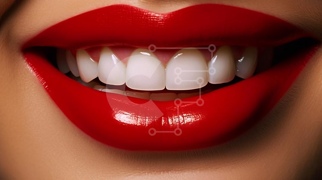 Beautiful Image of a Woman with Perfect Smile and Red Lipstick stock ...