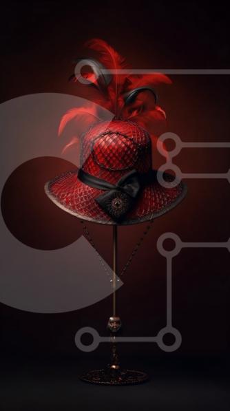 Stylish Red Hat with Black Ribbon and Feathers on Top stock photo ...