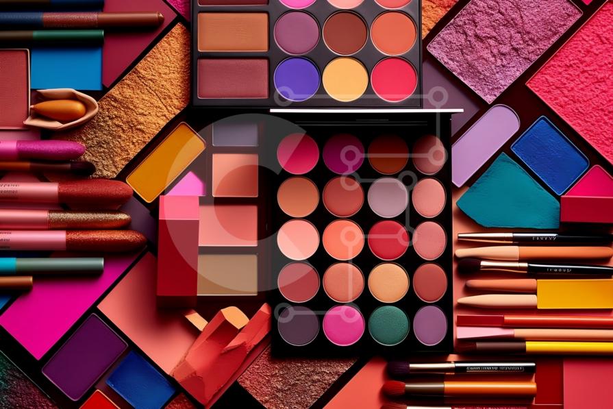 Bold and Beautiful: Colorful Makeup Collection on Black Background ...