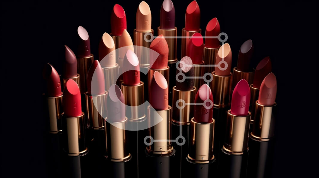 Impresionante pirámide de lápices labiales en varios tonos sobre un ...